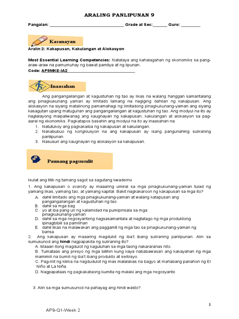 9 AP Qtr.1 Week 2 Long Printing | PDF
