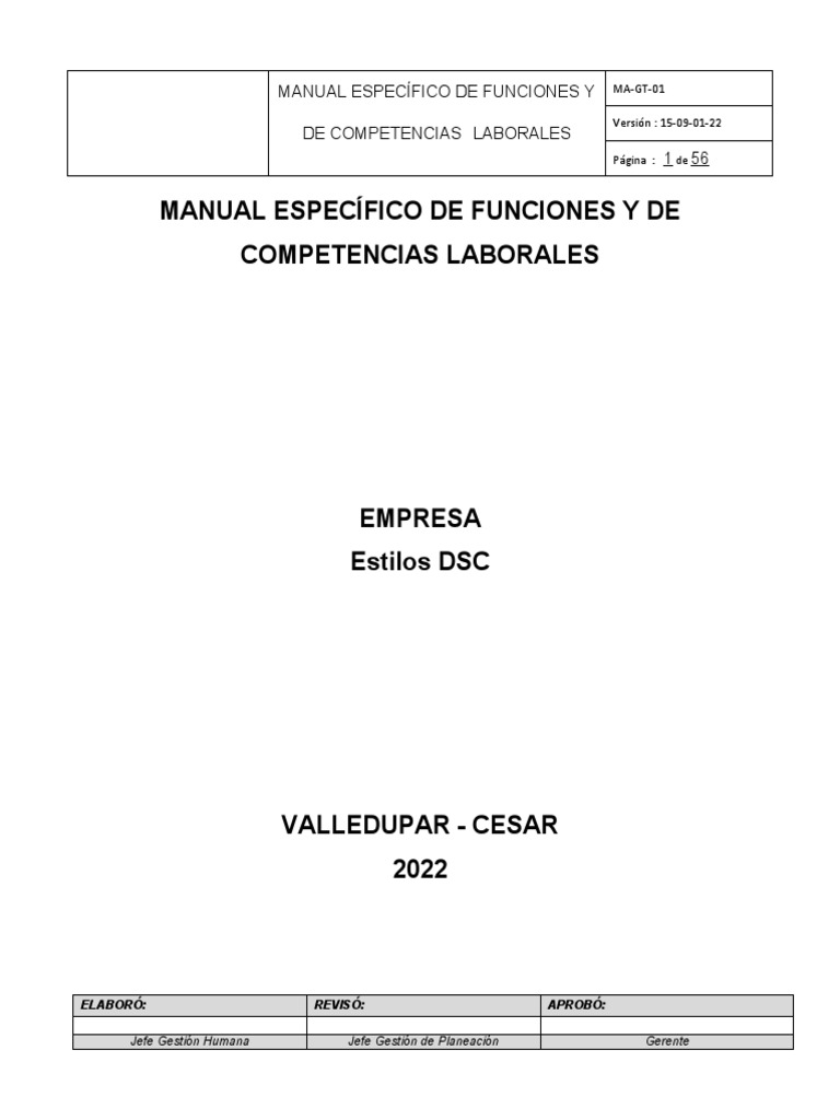 Manual Específico de Funciones Plantilla | Descargar gratis PDF ...