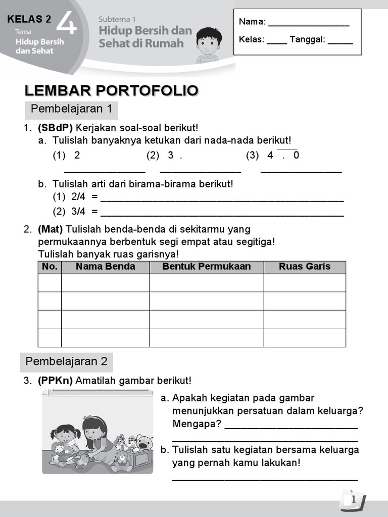 LEMBAR PORTOFOLIO BUPENA 2B Tema 4 Sub 1 | PDF
