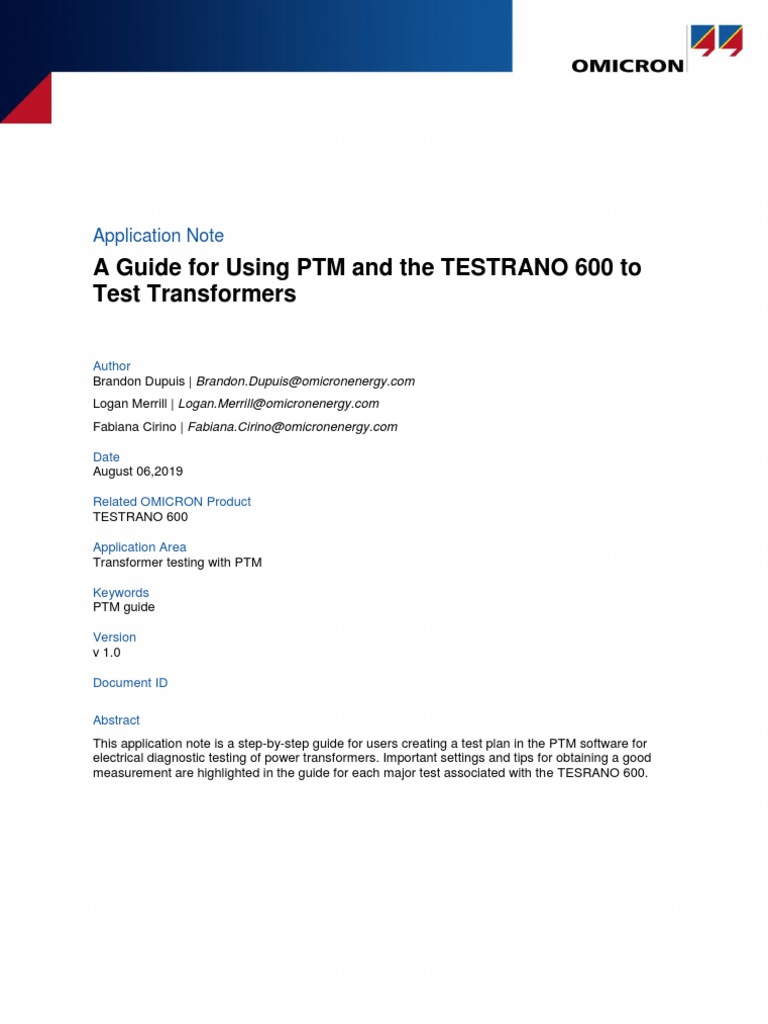 Testrano 600 | PDF | Transformer | Physical Quantities