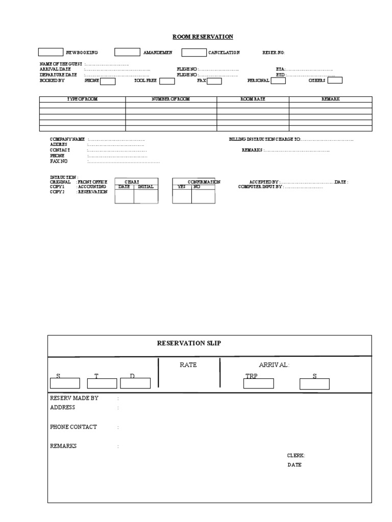 Formulir Reservasi | PDF | Service Industries