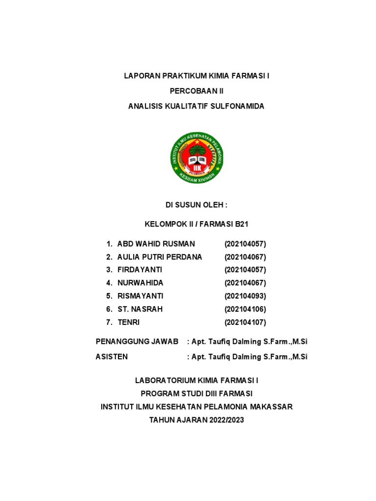 Laporan Praktikum Kimia Farmasi 1. Analisis Sulfonamida | PDF