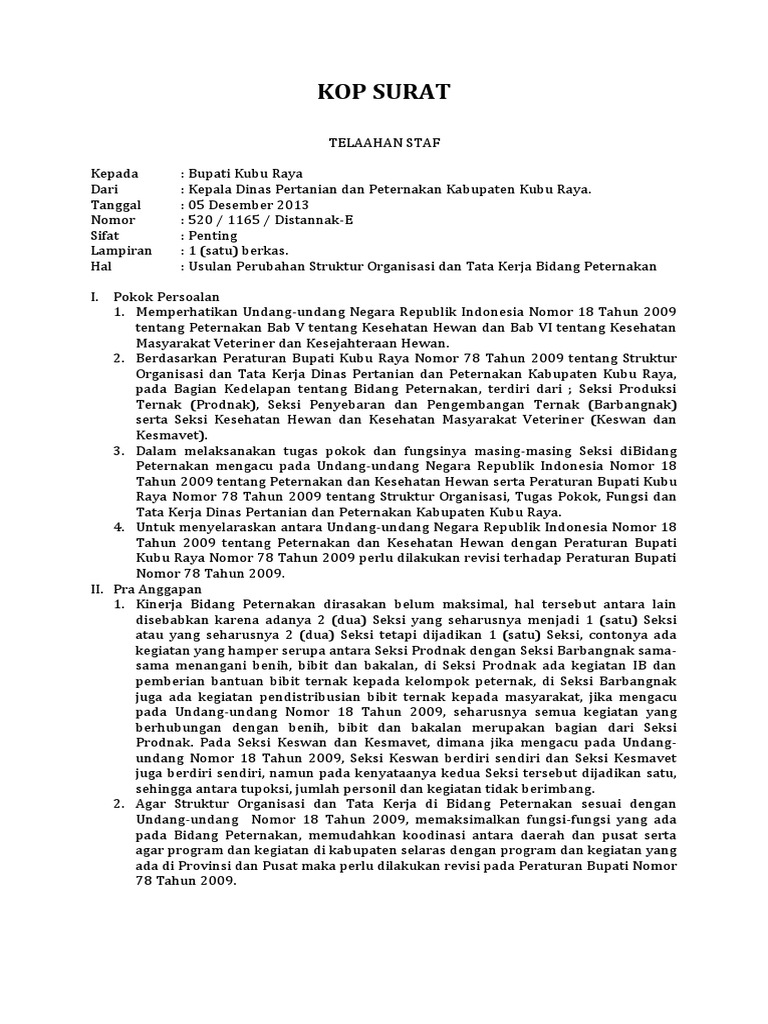 Contoh Telaahan Staf | PDF