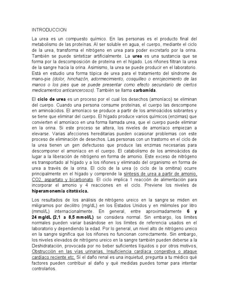 Introduccion Lab | PDF | Urea | Orina