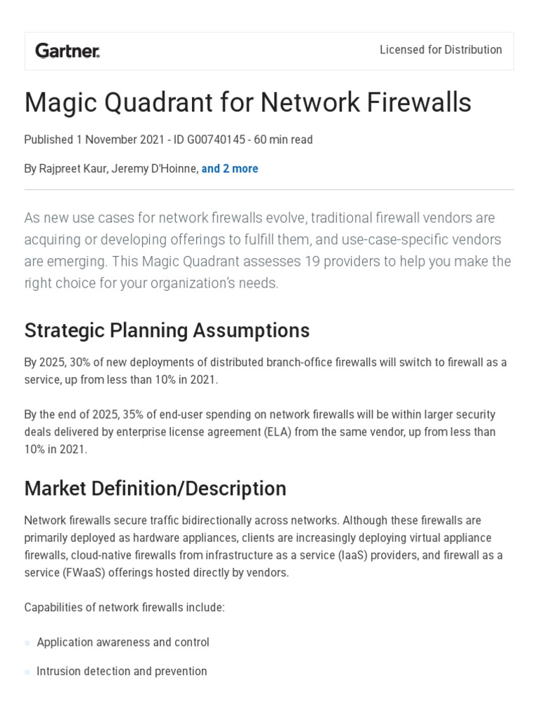 Magic Quadrant For Network Firewalls, 2021 | PDF | Cloud Computing ...