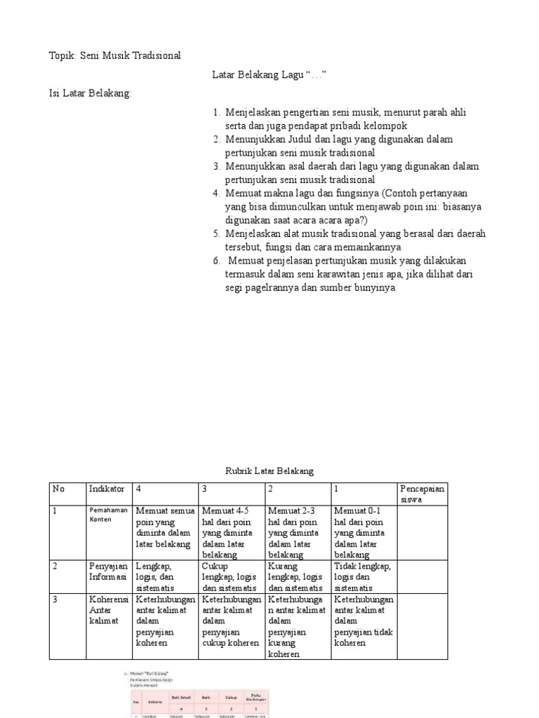 Format Latar Belakang Lagu Kelas 10 | PDF