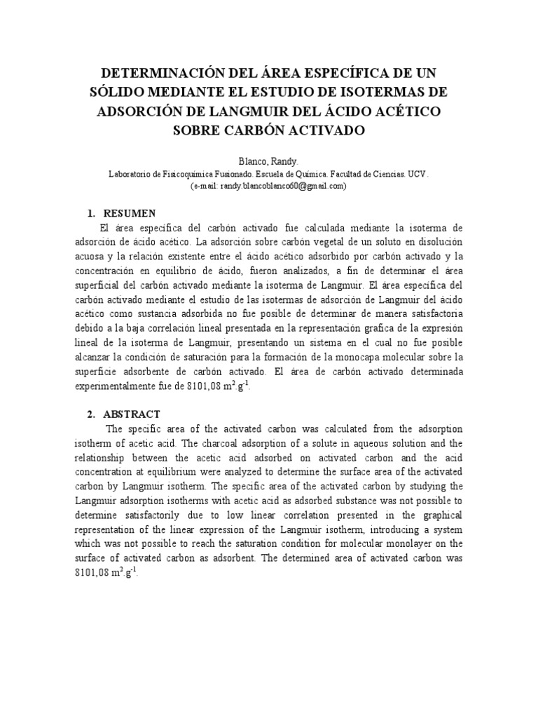 Informe Prac #6 | PDF | Adsorción | Química