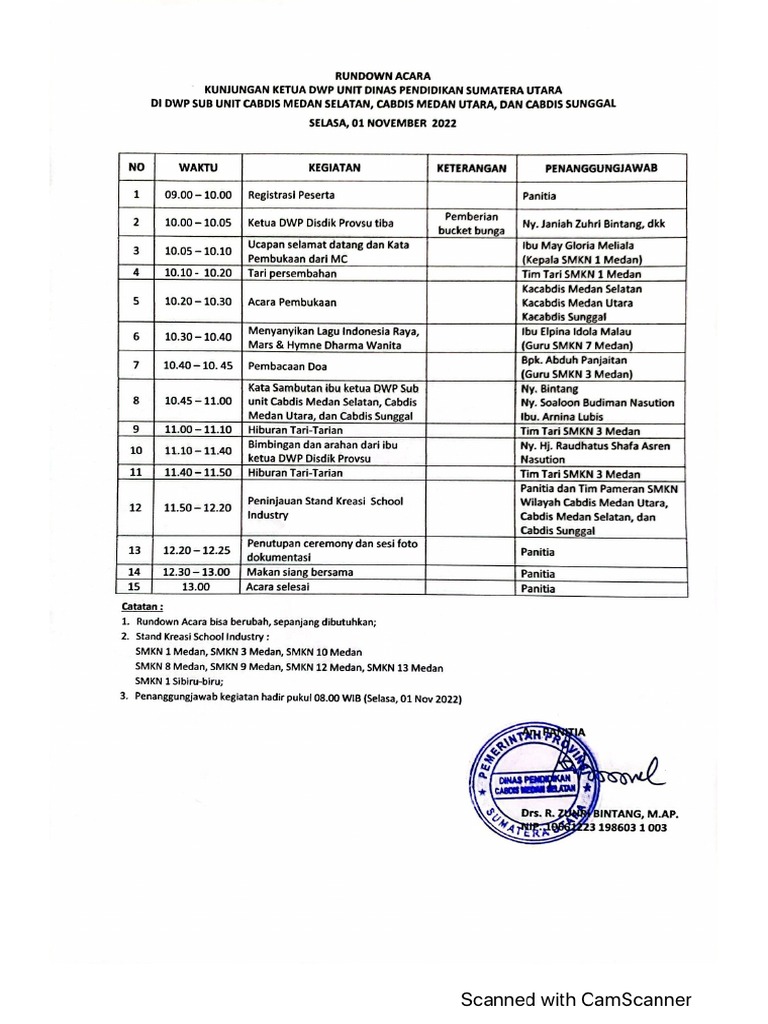 Rundown Acara DWP 01 Nov 2022 | PDF