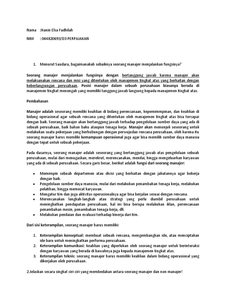 Tugas 1 Manajemen Sesi 3 | PDF | Karier & Perkembangan | Pengembangan Diri