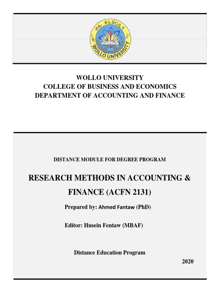 Lecturenote Research Methods in Accounting and Finance Module | PDF ...