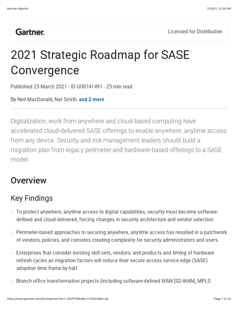 2021 Strategic Roadmap For SASE Convergence | PDF | Cloud Computing ...