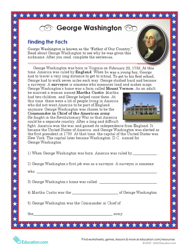 George Washington Find Facts | PDF | George Washington | The United States