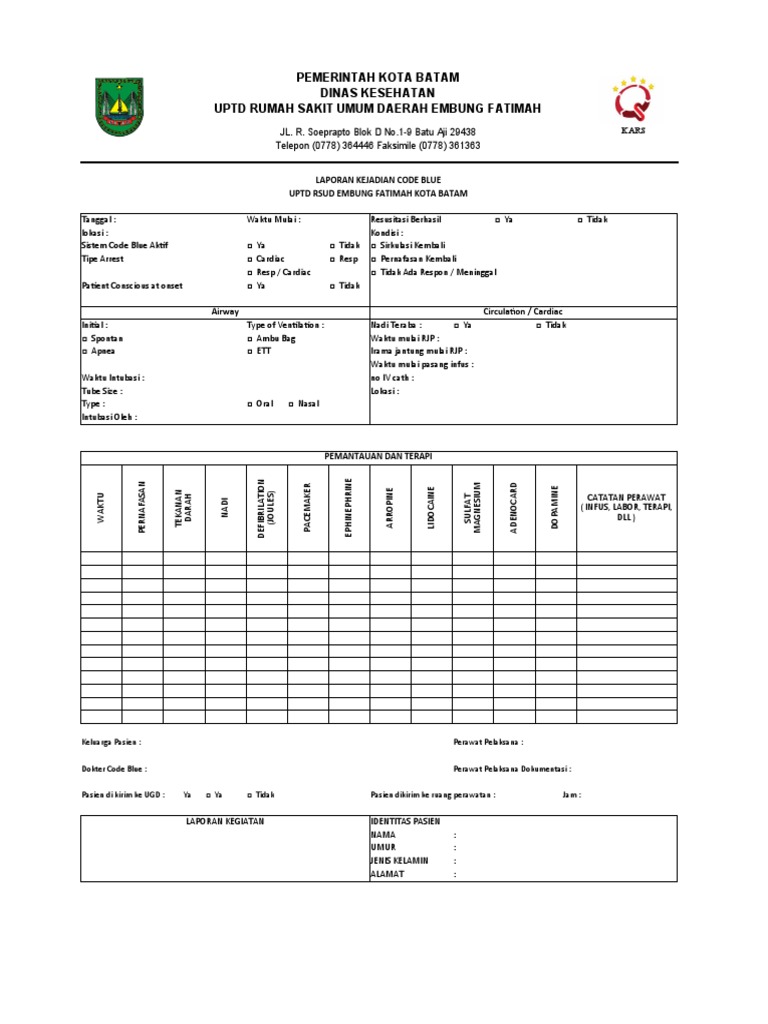 Form Laporan Kejadian Code Blue | PDF