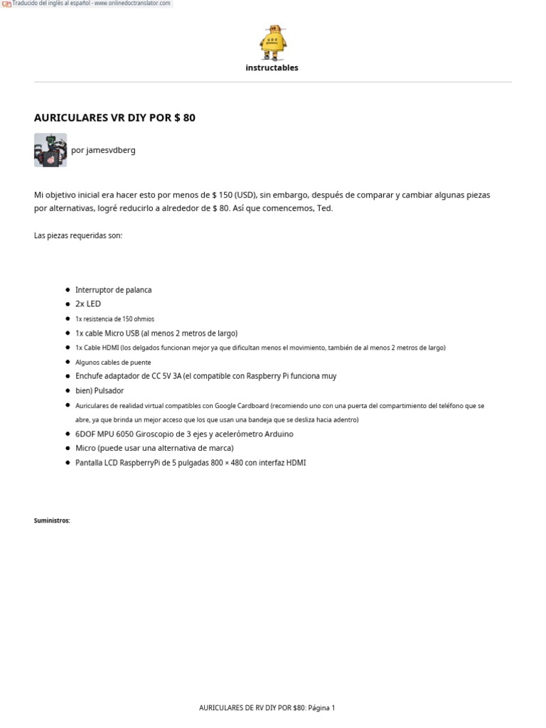 DIY VR HEADSET FOR 80.en - Es | PDF | Arduino | USB