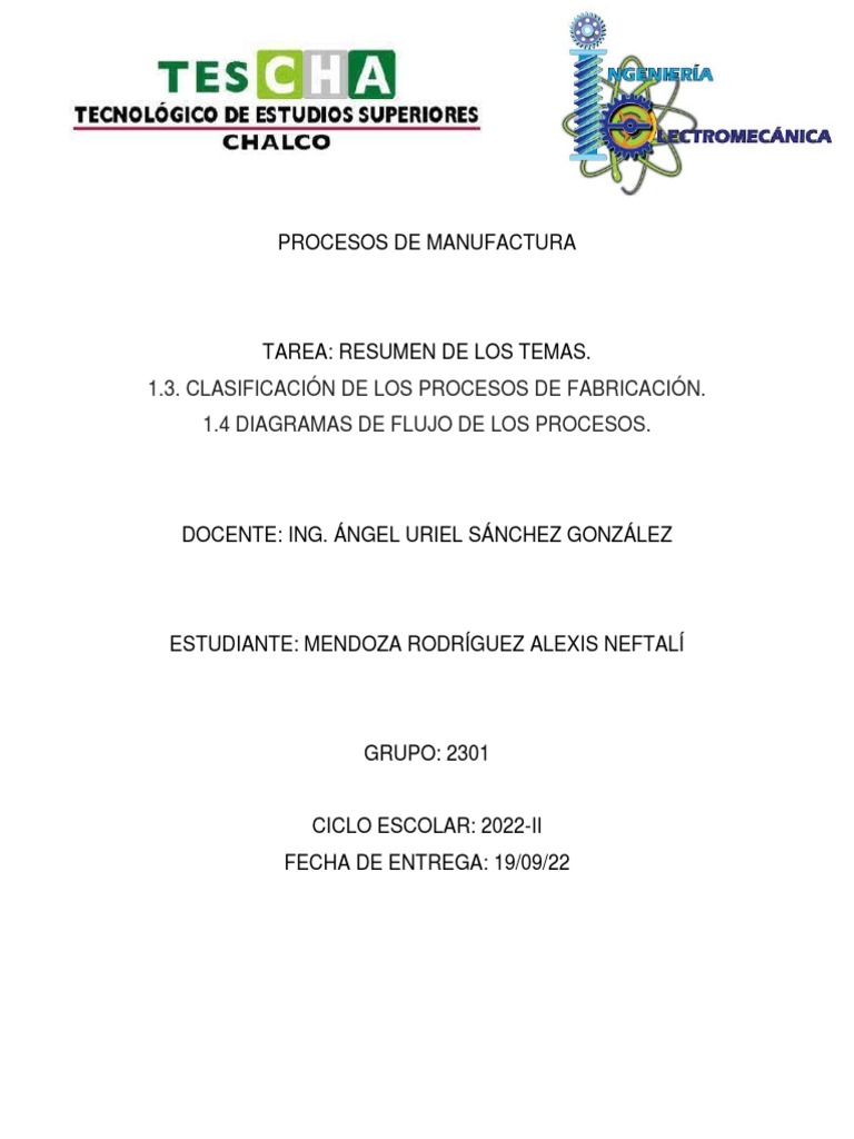 2301 - Mendoza Rodriguez Alex - Tarea 2 - Diagramas - Procesos de Man | PDF