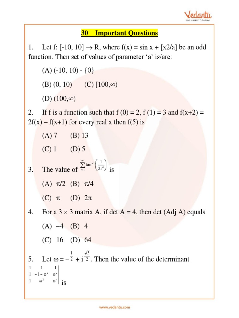 IMO Maths Important Questions For Class 12 | PDF | Numbers | Mathematics