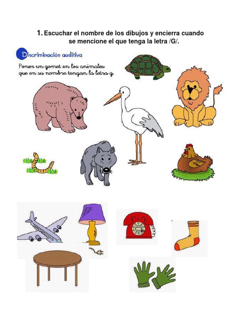 Actividades de reconocimiento y discriminación auditiva del fonema /G ...