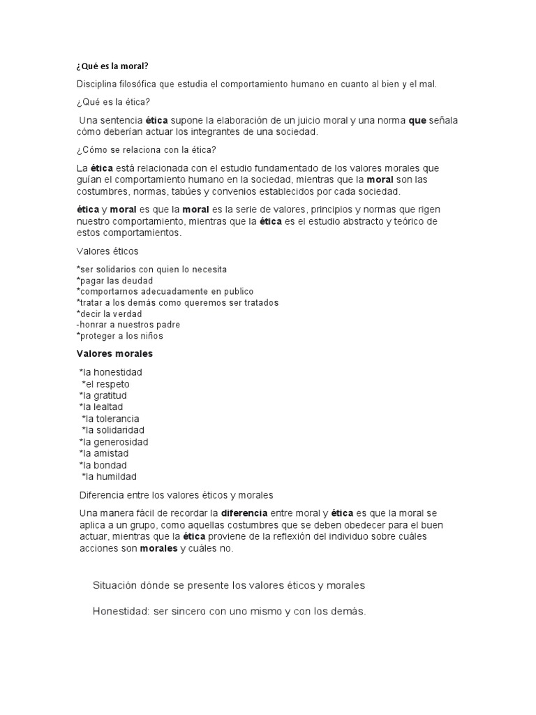 Definición y Diferencias de Moral y Ética | PDF | Crecimiento personal ...