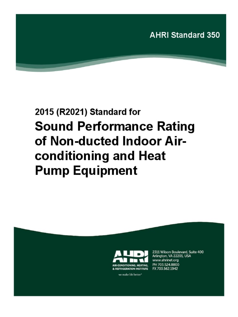 AHRI Standard 350-2015 - (R2021) | PDF | Decibel | Sound