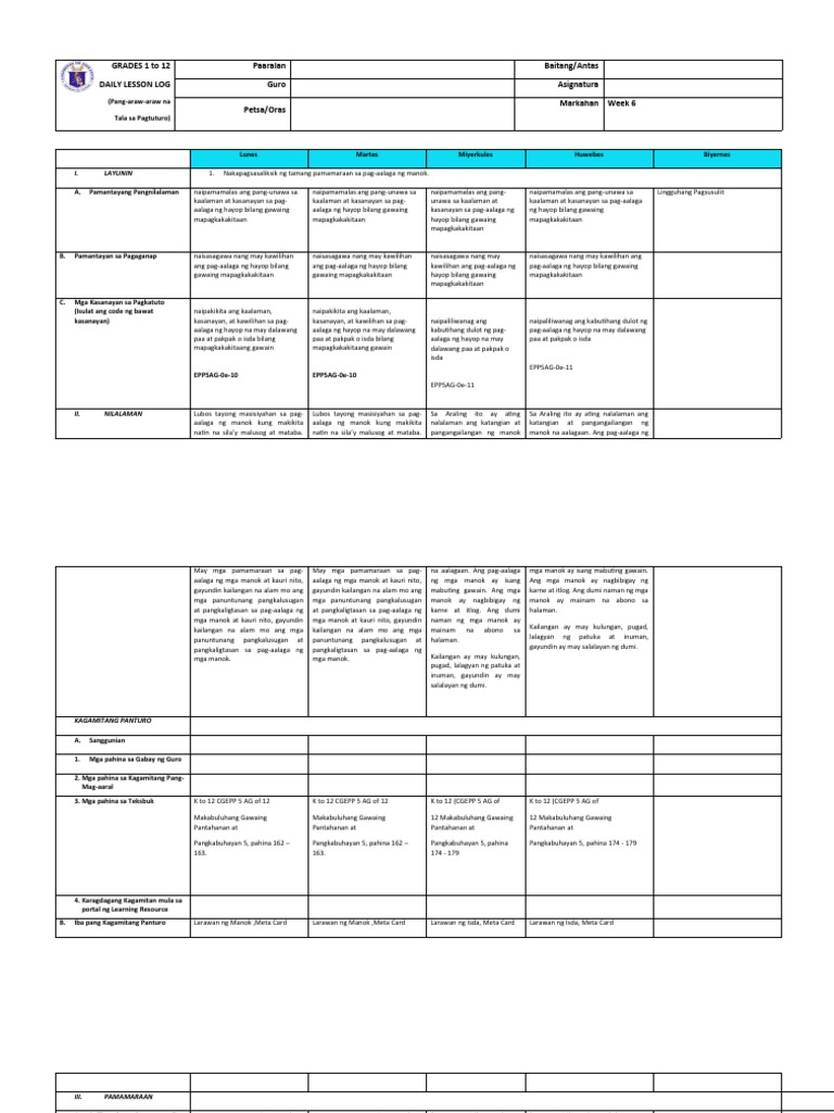 g5 DLL q1 Week 6 Epp Agri | PDF