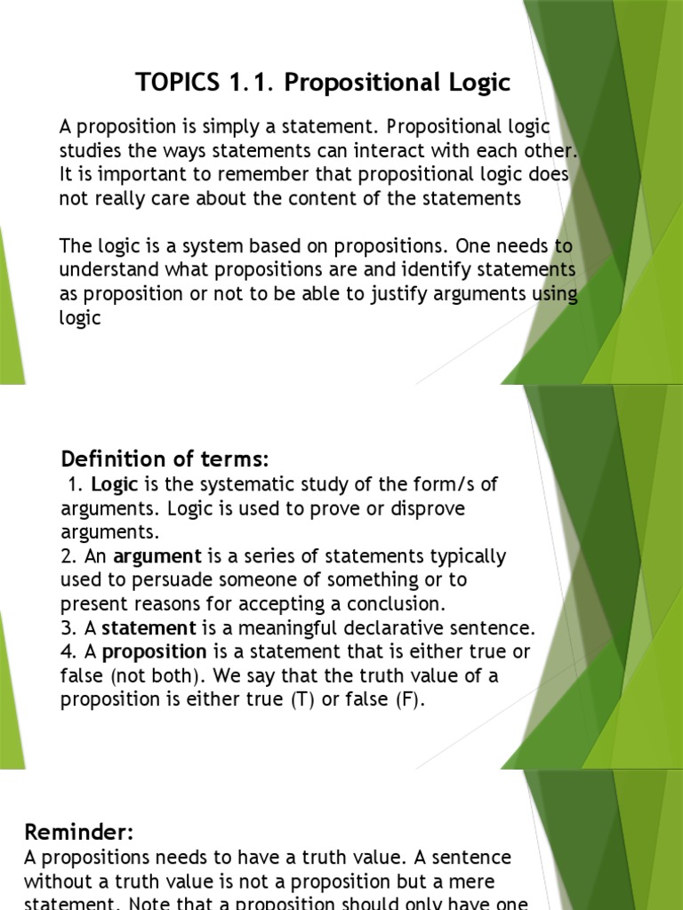Lesson 1 Foundation Logic | Download Free PDF | Proposition | Truth