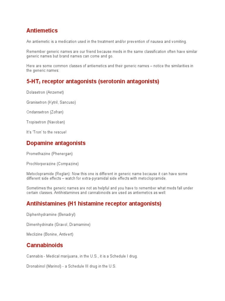 Antiemetics and Related Medications | PDF | Statin | Bleeding