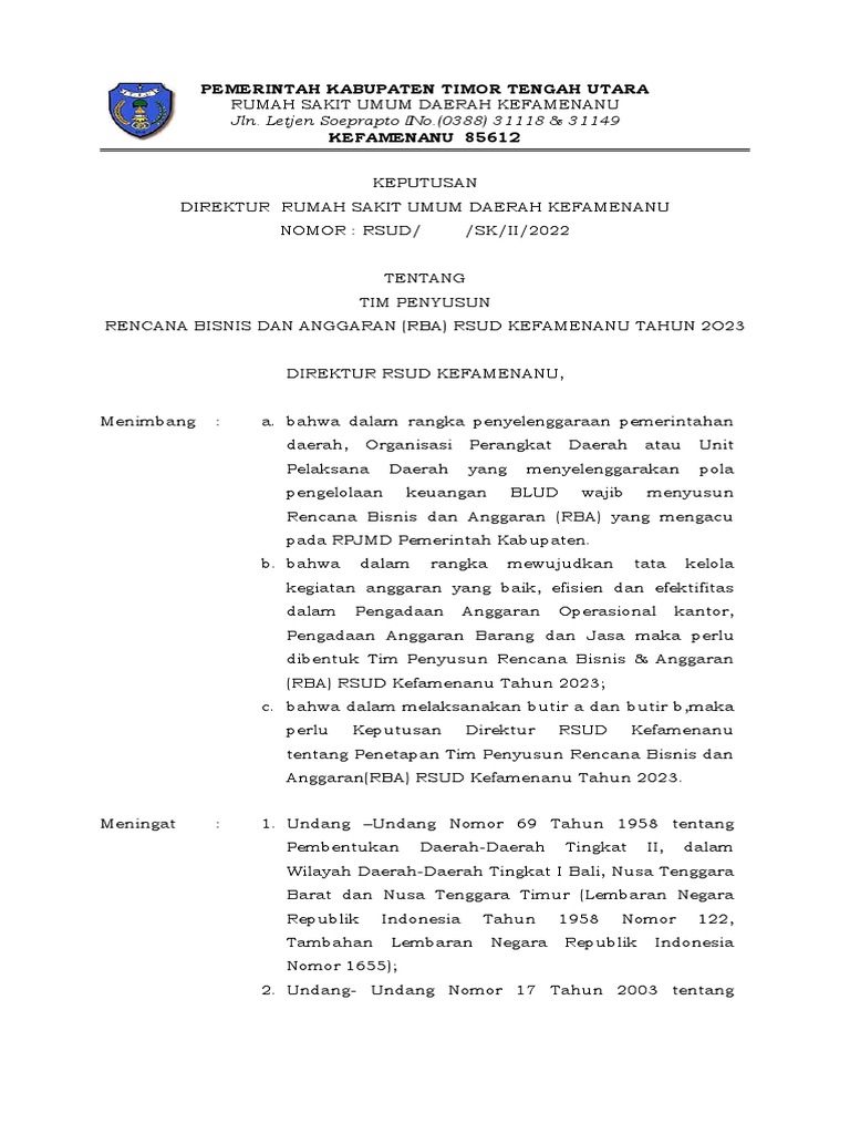 Sk. Tim Perencana Rba | PDF