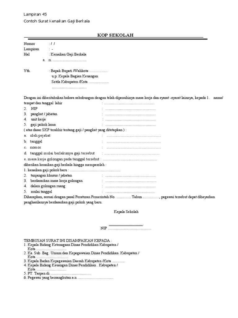 Contoh Surat Kenaikan Gaji Berkala | PDF