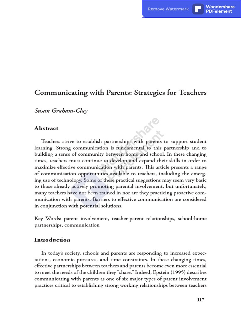 Communicating With Parents-Strategies For Teachers | PDF | Teachers ...