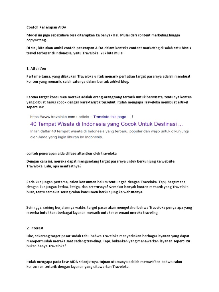 Contoh Penerapan AIDA | PDF | Bisnis