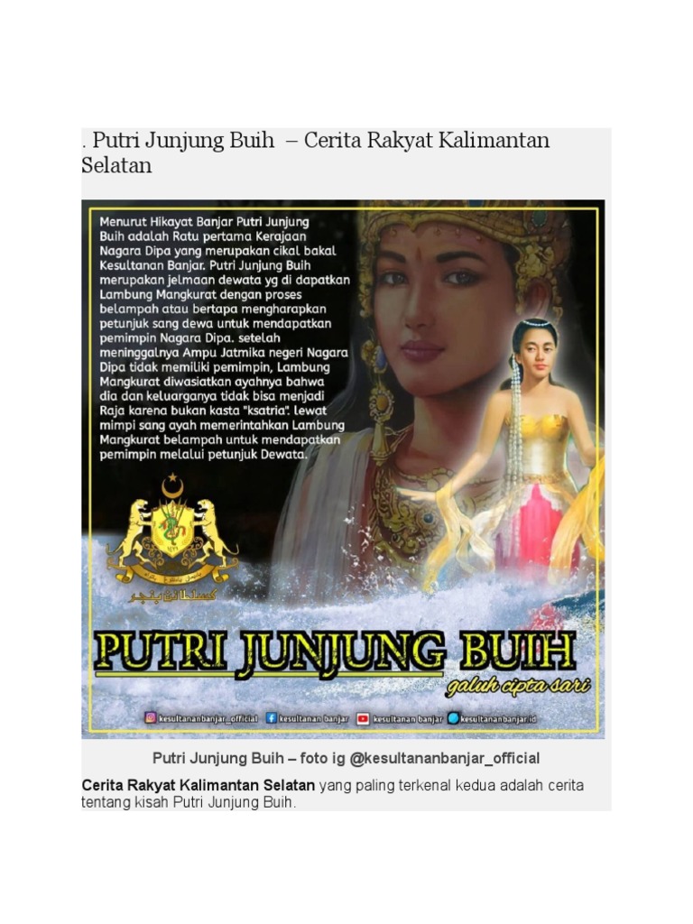 Kisah Adat Banjar Putri Junjung Buih | PDF