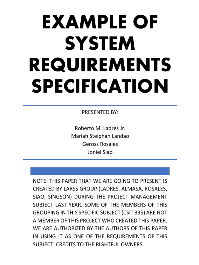 System Requirements Specification Pdf