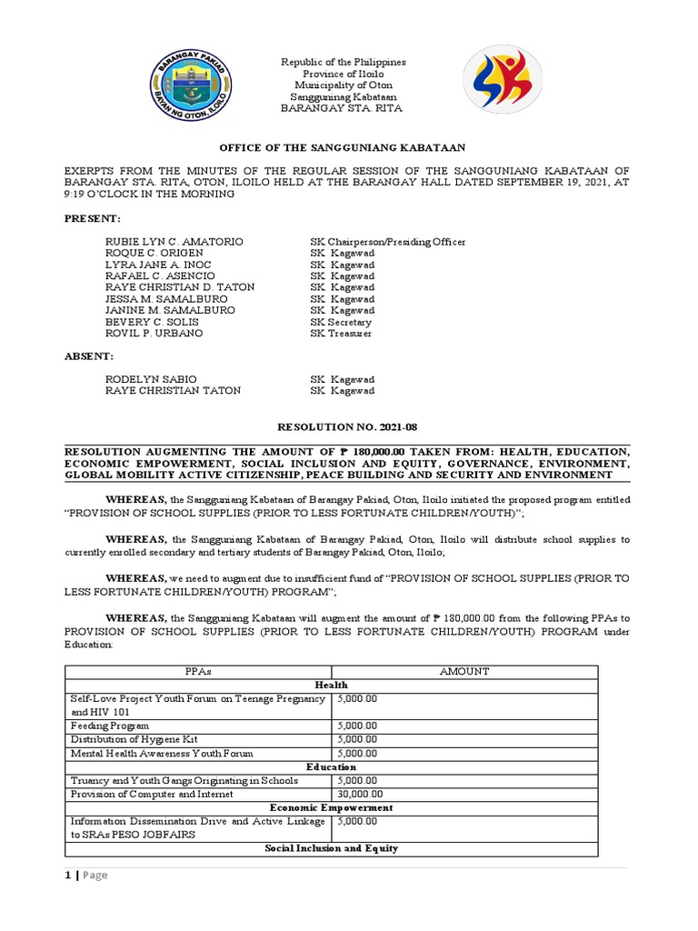 Reso No. 2021-07 - Augmentation Pakiad | PDF | Philippines