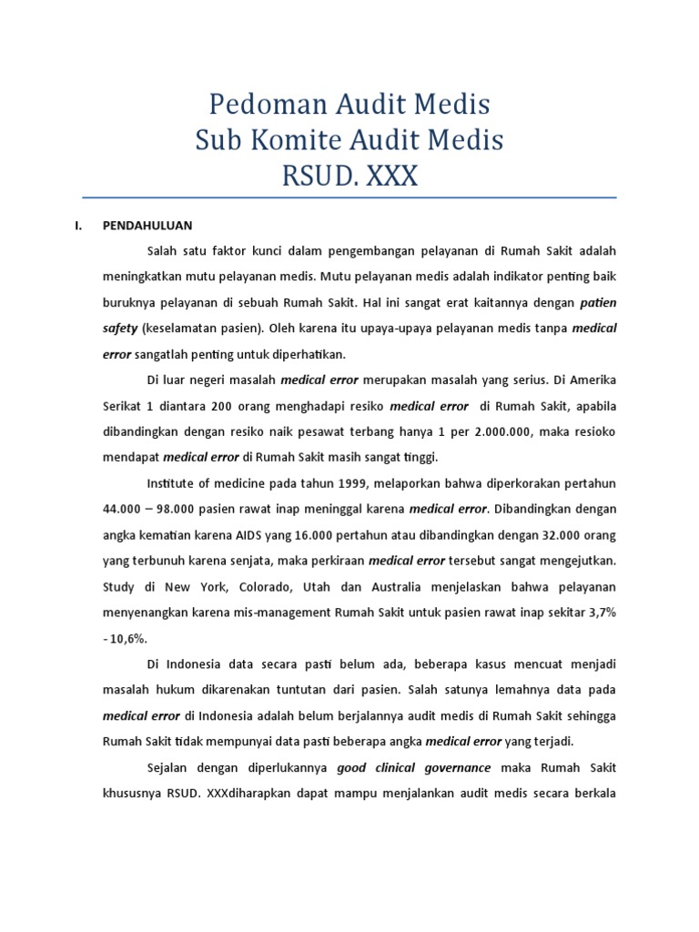 Contoh Pedoman Audit Medis | PDF