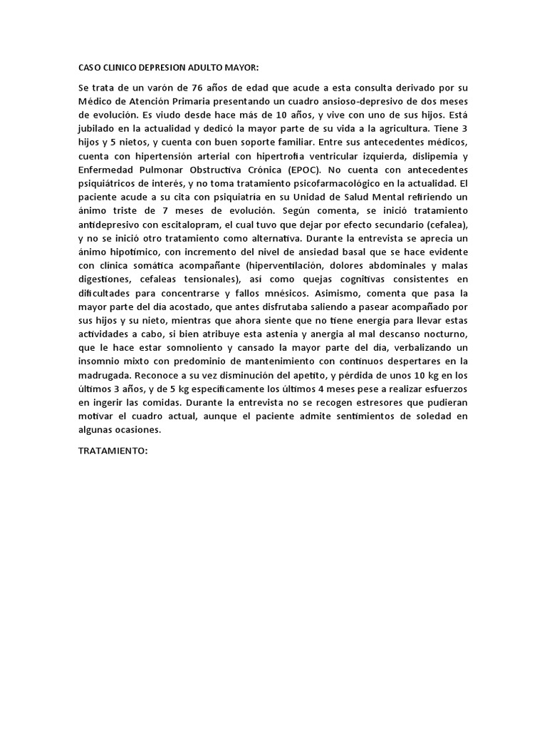 Caso Clinico Depresion-Adulto Mayor | PDF Caso Clinico Depresion-Adulto Mayor | PDF