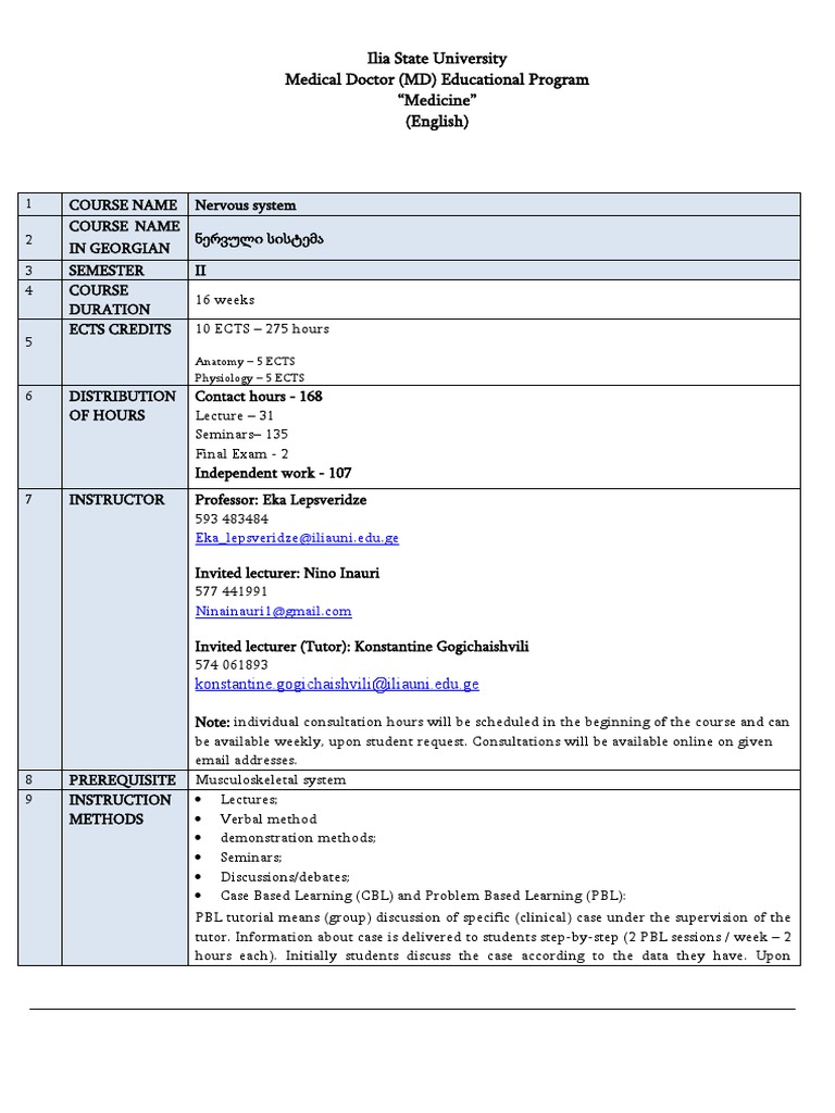 ISU Syllabus Nervous System Eng | PDF | Autonomic Nervous System ...