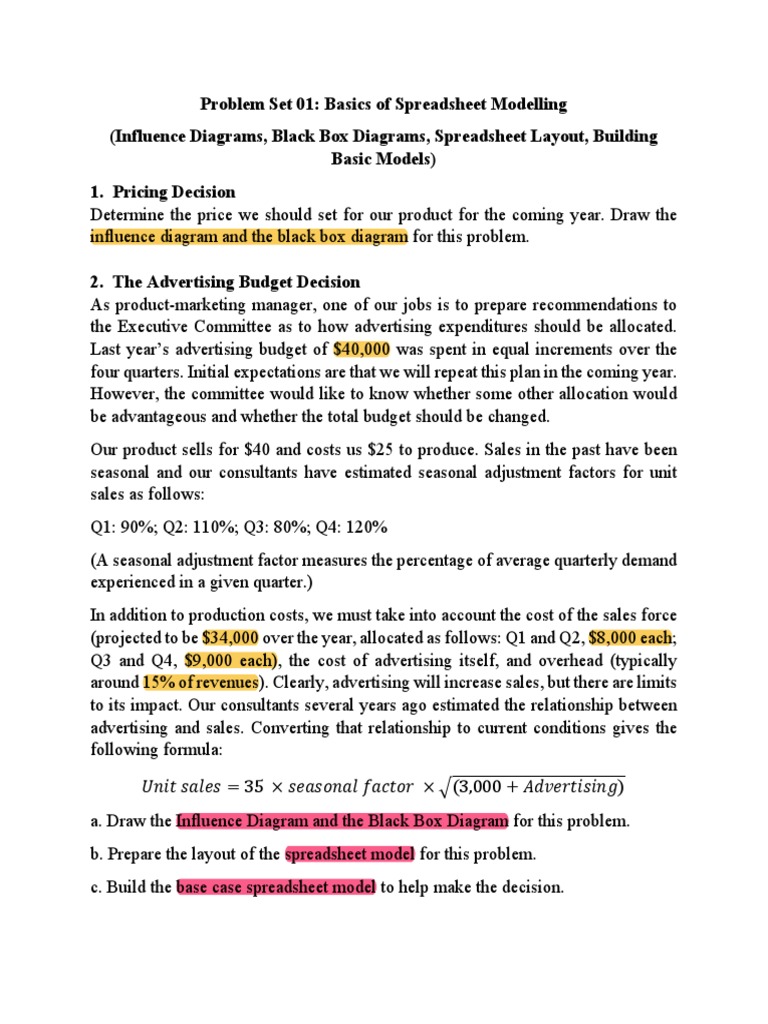 SSM Microsoft Word - Problem Set 01 | PDF | Raisin | Budget