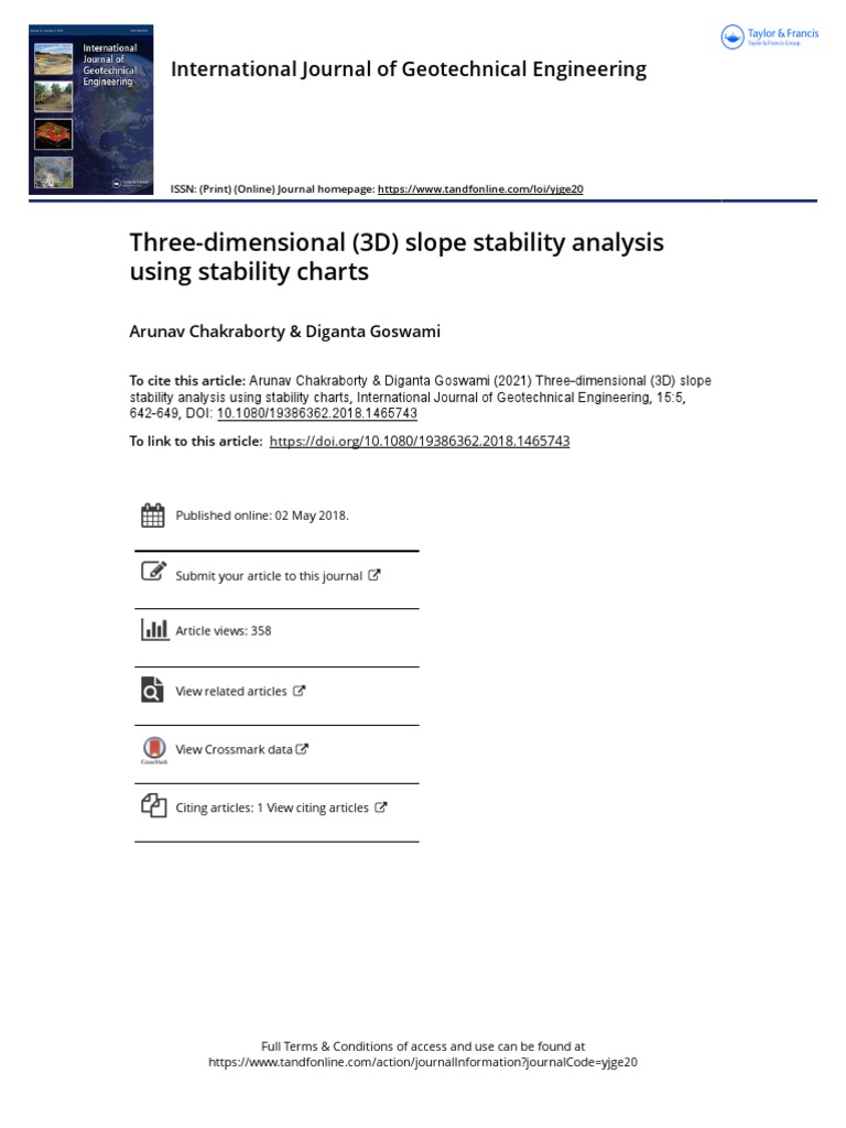 Three-Dimensional (3D) Slope Stability Analysis Using Stability Charts ...