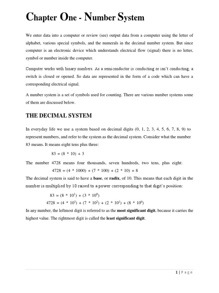 CH1 Number System | PDF | Character Encoding | Decimal