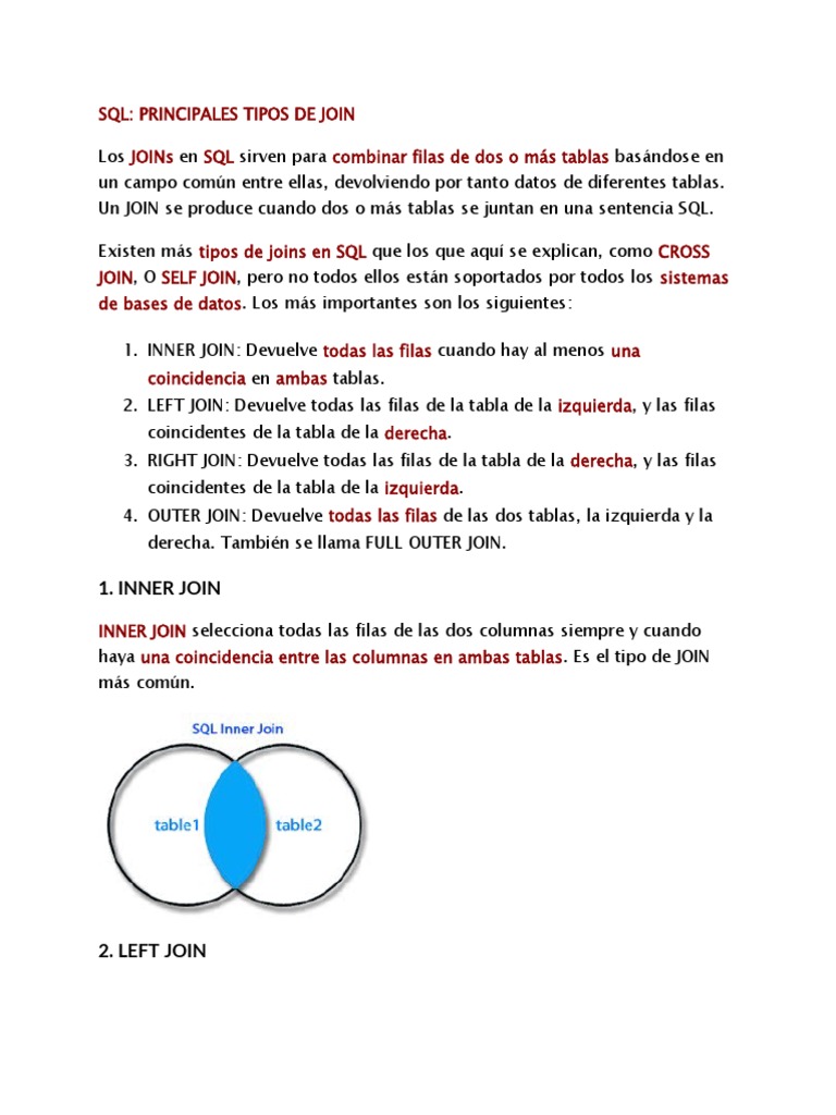 Principales Tipos de Join SQL | PDF | Métodos y materiales de enseñanza