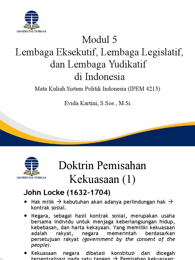 Modul 5 Lembaga Eksekutif Lembaga Legislatif Dan Lembaga Yudikatif Di Indonesia Pdf 