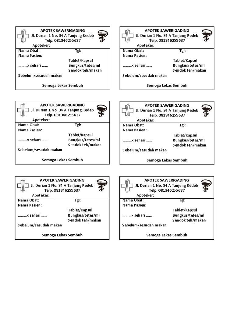 Etiket Obat Reguler | PDF