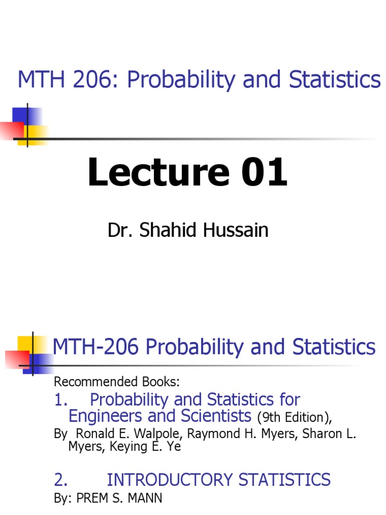 MTH 206: Probability and Statistics Lecture | PDF | Statistics | Sampling (Statistics)