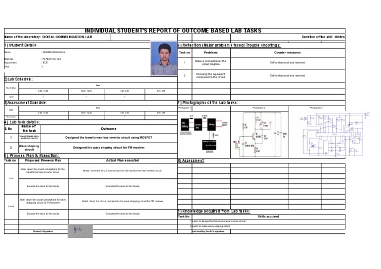 A3 Report Template - Lab Tasks (2) (1) .XLSX - Template | PDF | Power Inverter | Cognition