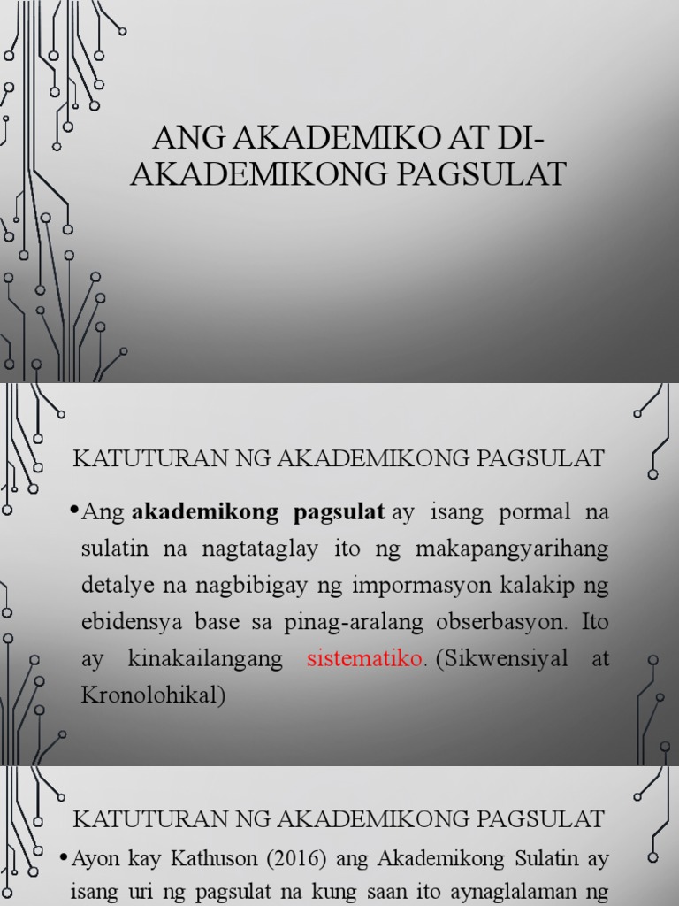 Akademiko at Di Akademikong Pagsulat | PDF