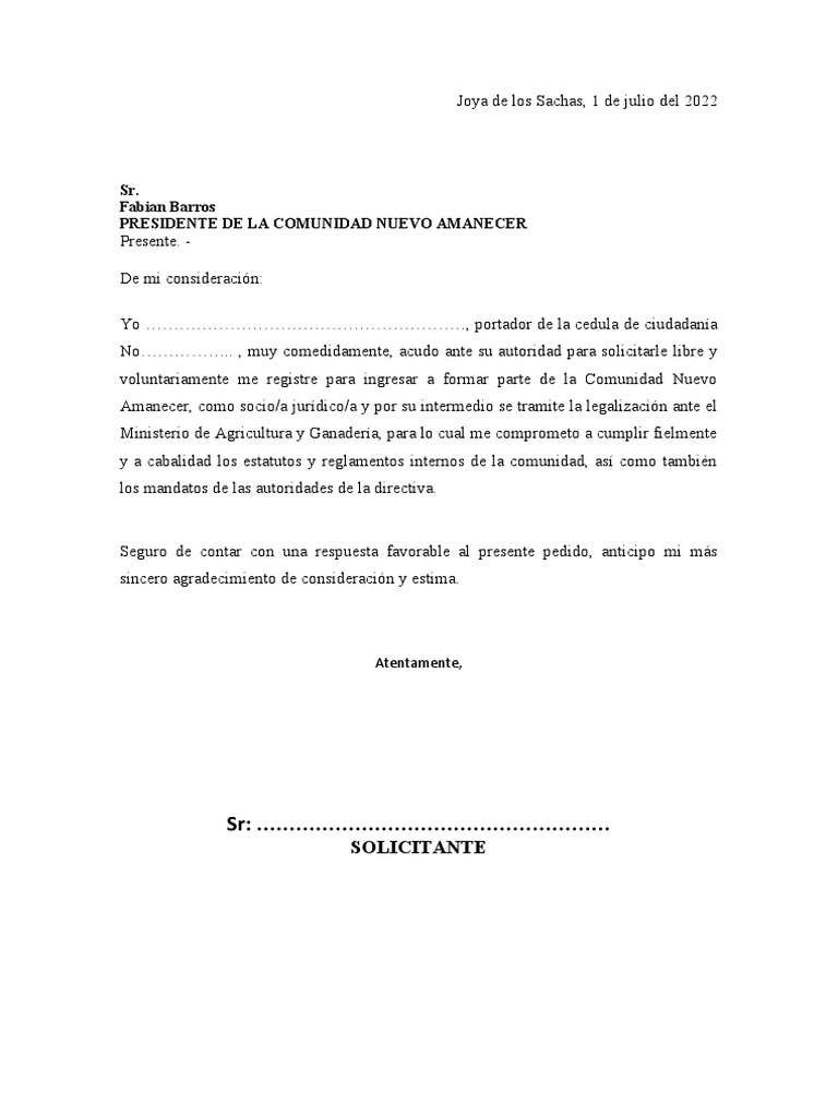 Modelo de Solicitud para Ser Socio de Una Asociacion | PDF Modelo de Solicitud para Ser Socio de Una Asociacion | PDF