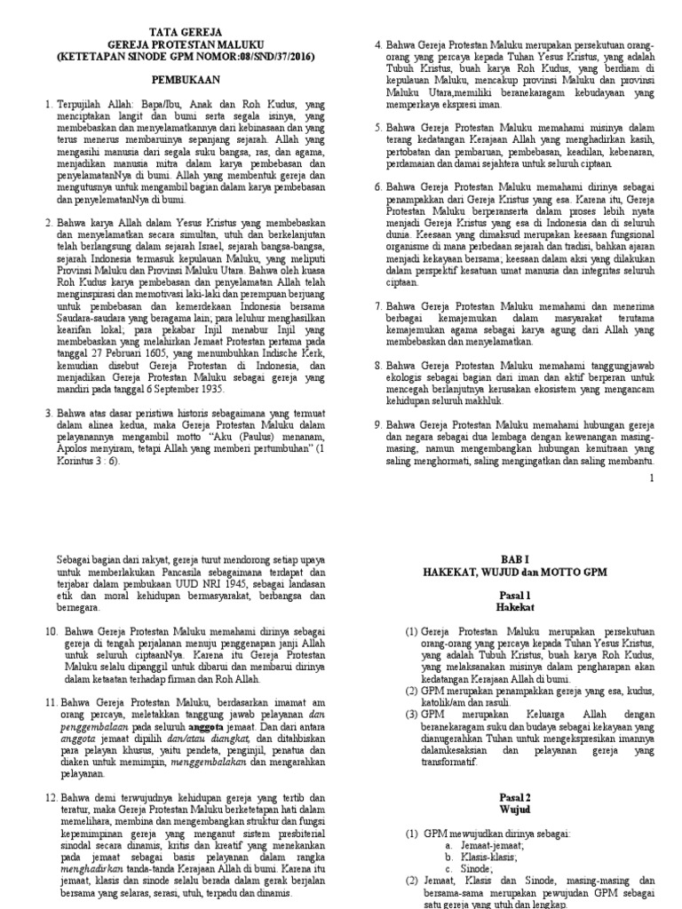 Tata Gereja GPM | PDF | Filsafat | Agama & Spiritualitas