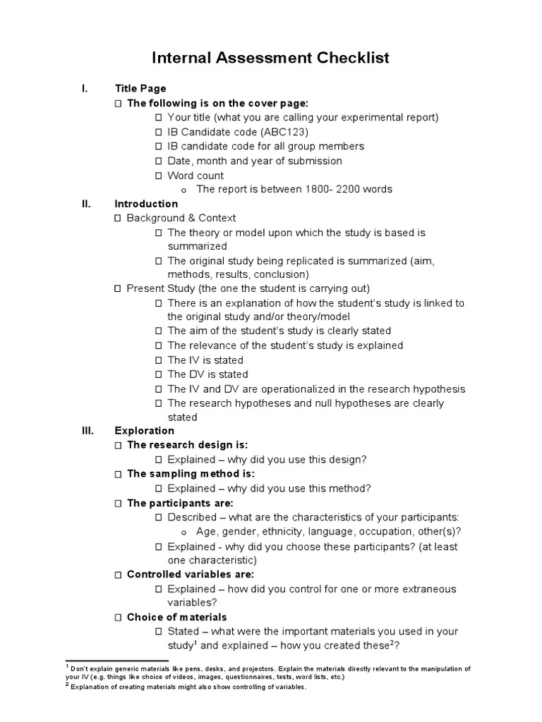 IA Checklist | PDF | Statistics | Statistical Hypothesis Testing