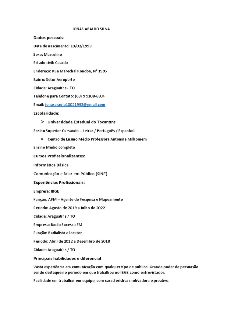 CURRICULUM JONAS Atual | PDF