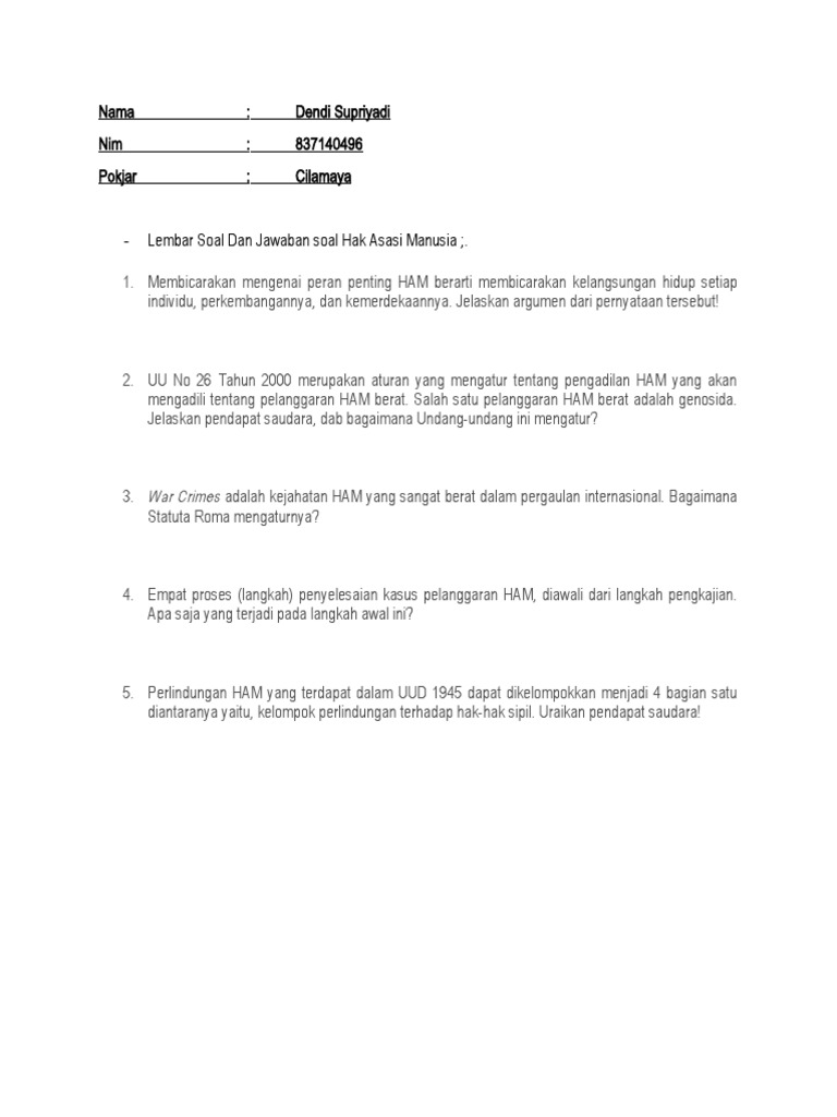 Lembar Jawaban Soal PKN | PDF | Ilmu Sosial